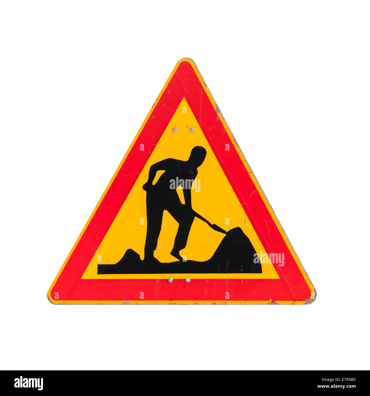 Roadworks, under construction, men at works. Road sign isolated on ...