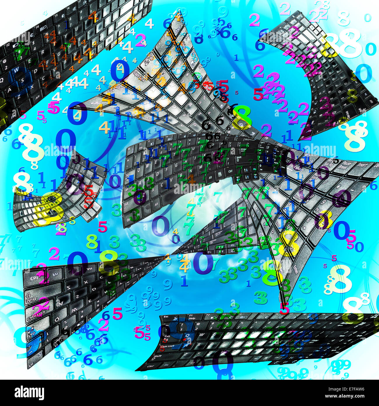 Numbers and computer keyboards abstract background Stock Photo - Alamy