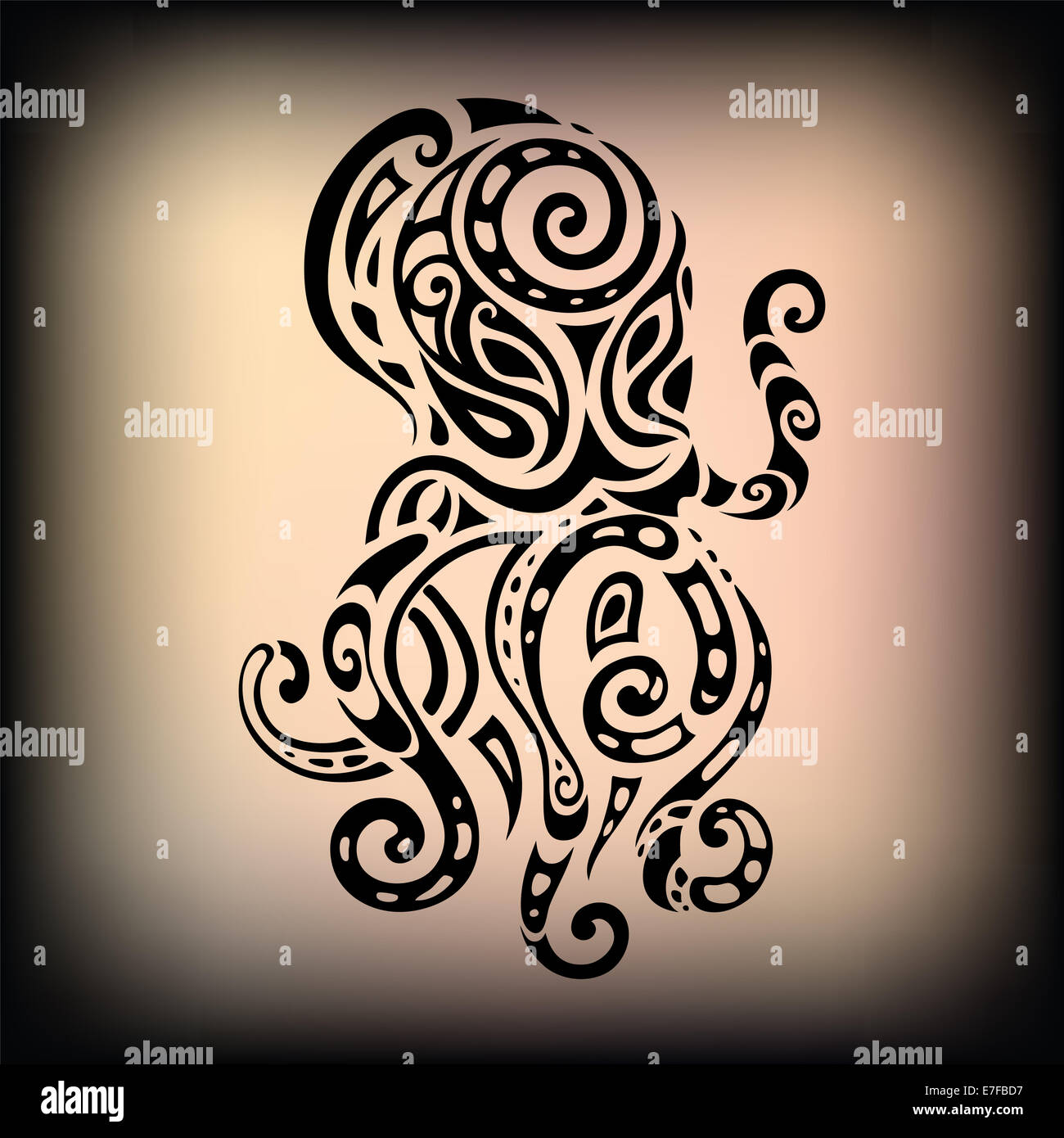 Ocean octopus. Ethnic pattern Stock Photo - Alamy