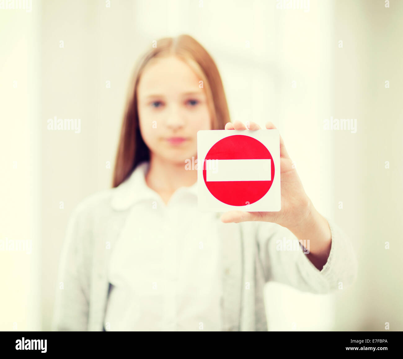 girl showing no entry sign Stock Photo - Alamy