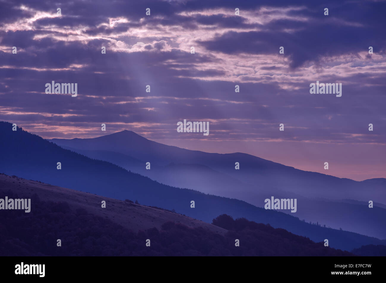 beauty purple sunset on mountain Stock Photo - Alamy