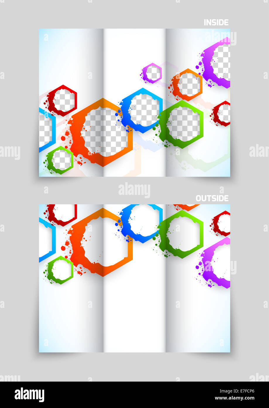 Tri-fold brochure template design Stock Photo - Alamy