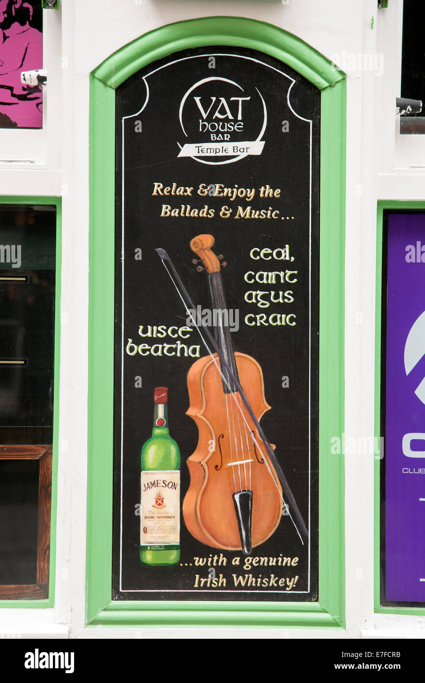 Live Irish Music Poster at VAT House Bar, Temple Bar; Dublin; Ireland ...