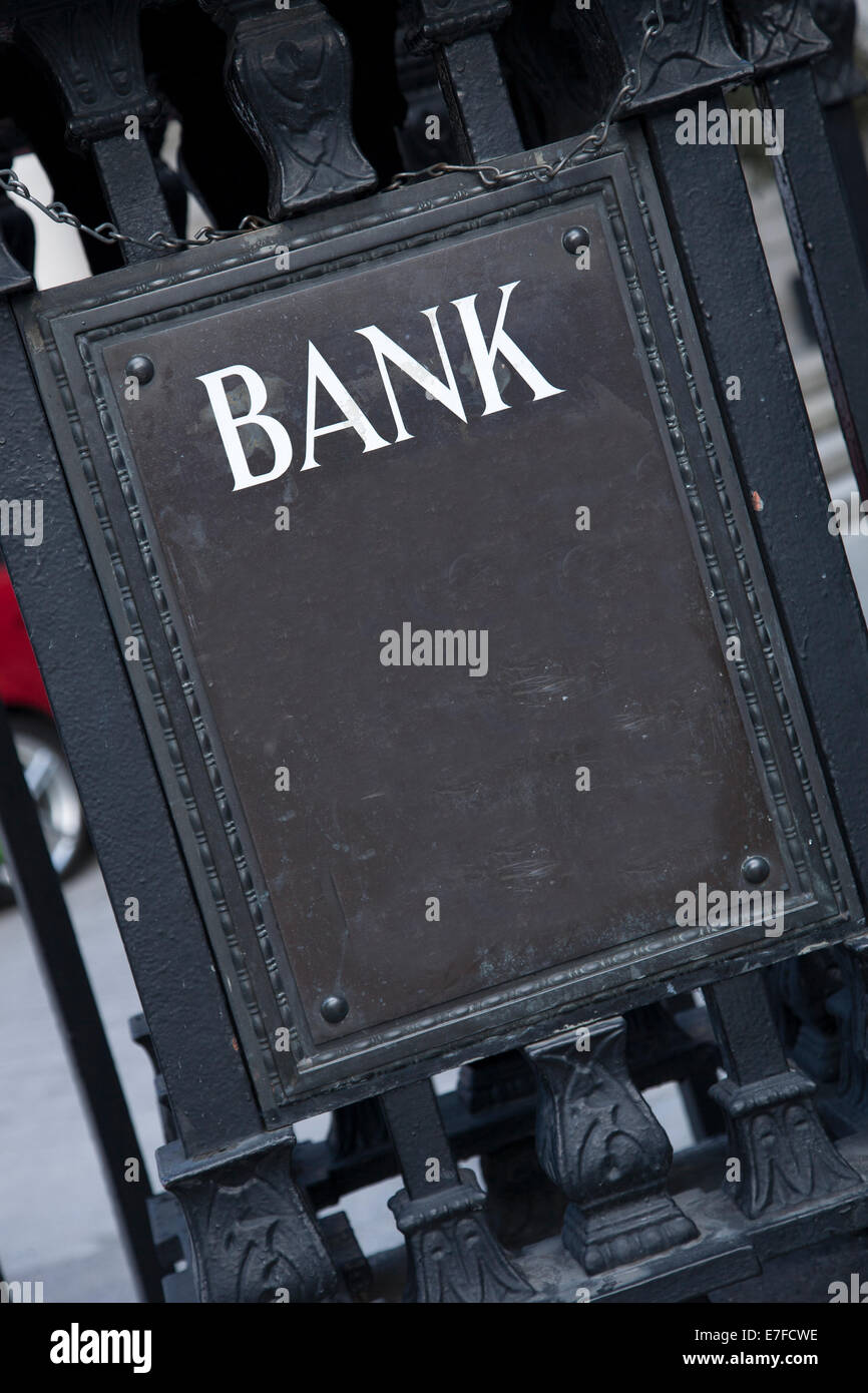 Bank Entrance Sign in Urban Setting Stock Photo - Alamy