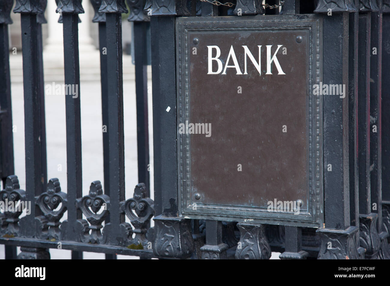 Bank Entrance Sign in Urban Setting Stock Photo - Alamy