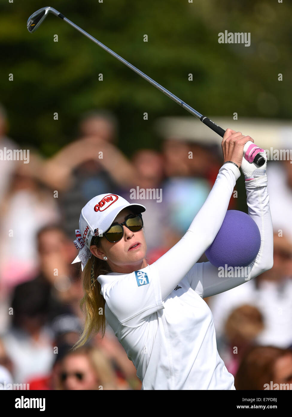 St. Leon-Rot, Germany. 16th Sep, 2014. US golfer Paula Creamer hits a ...