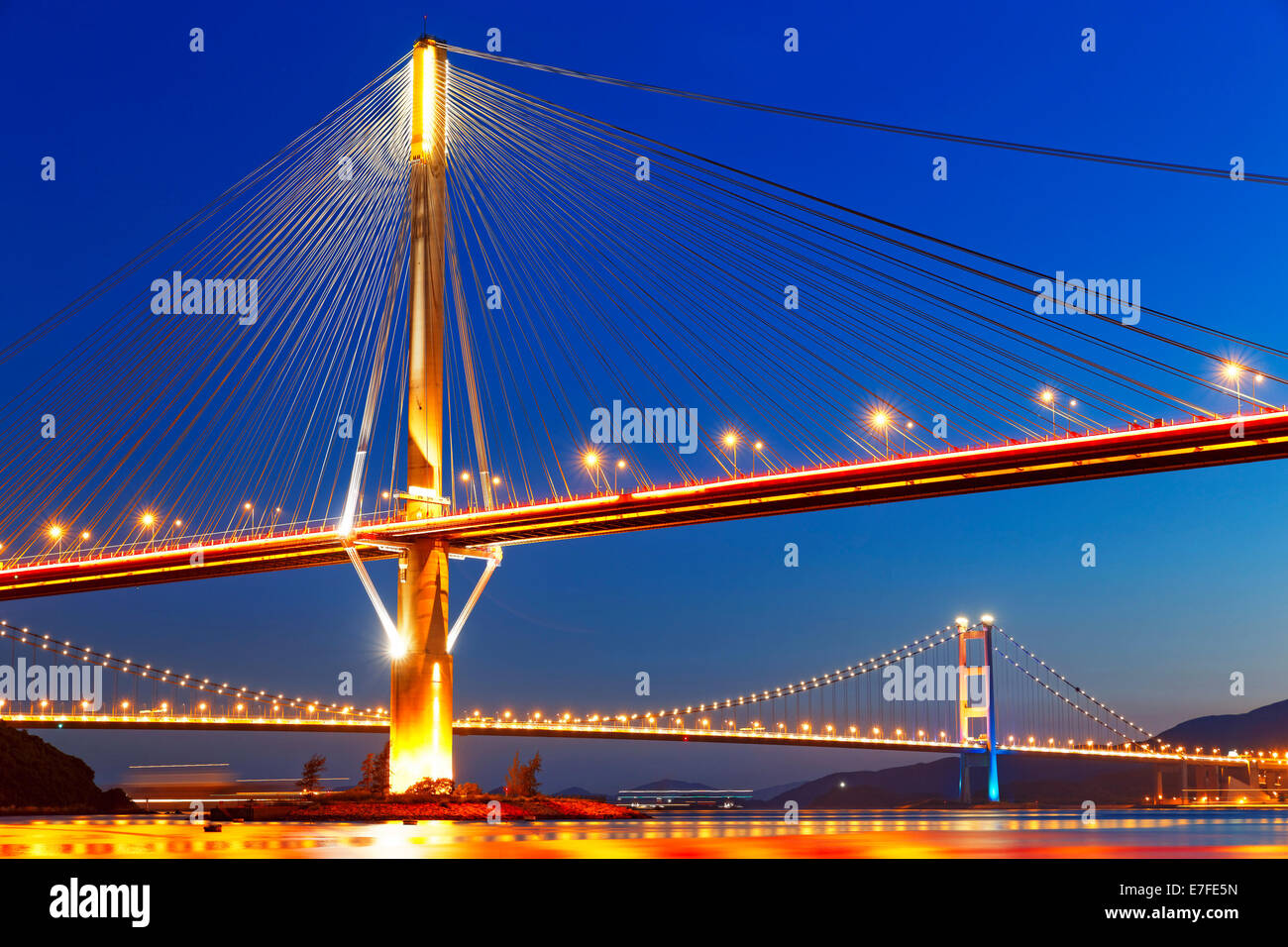 hong kong highway bridge at night Stock Photo - Alamy
