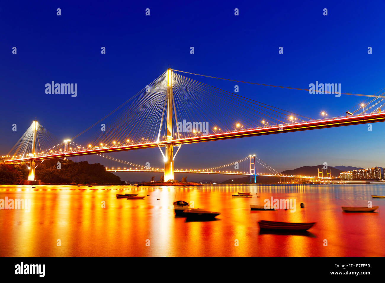 hong kong highway bridge at night Stock Photo - Alamy