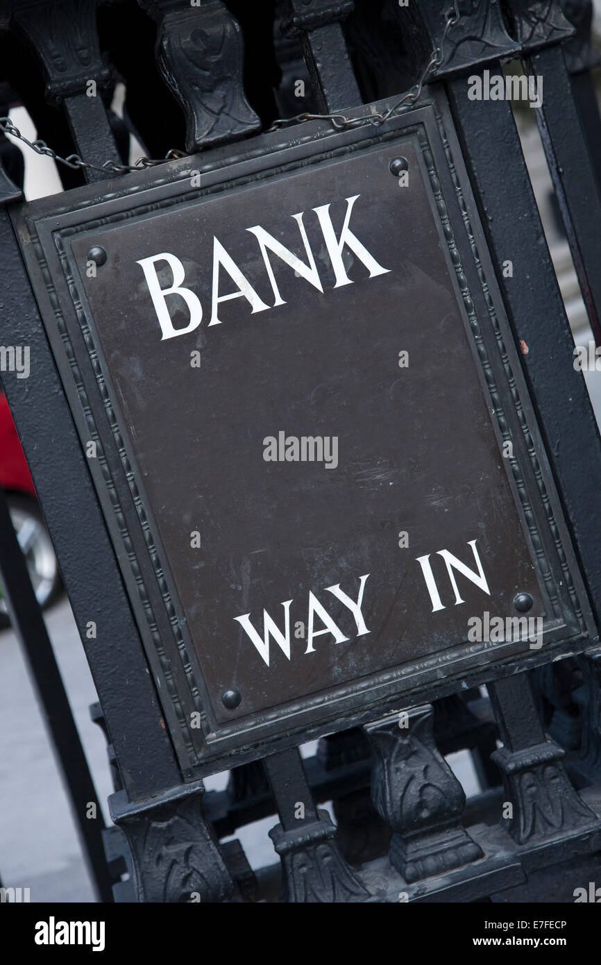 Bank Entrance Sign in Urban Setting Stock Photo - Alamy