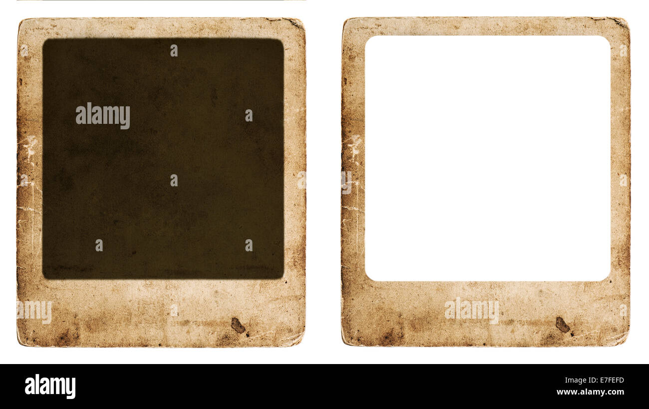 aged paper photo frame isolated on white background. old vintage grunge ...