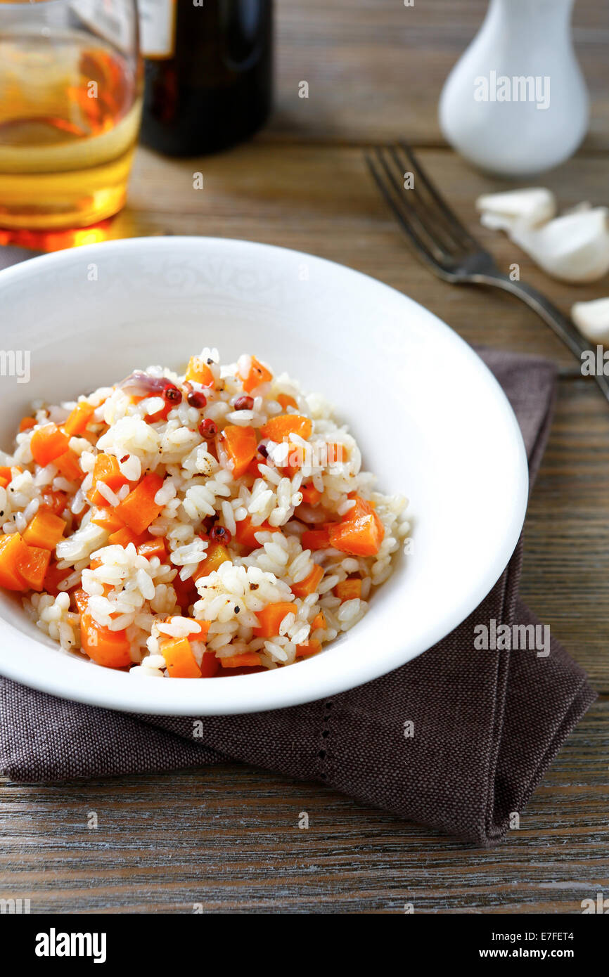 Risotto with vegetables, side view, food closeup Stock Photo - Alamy
