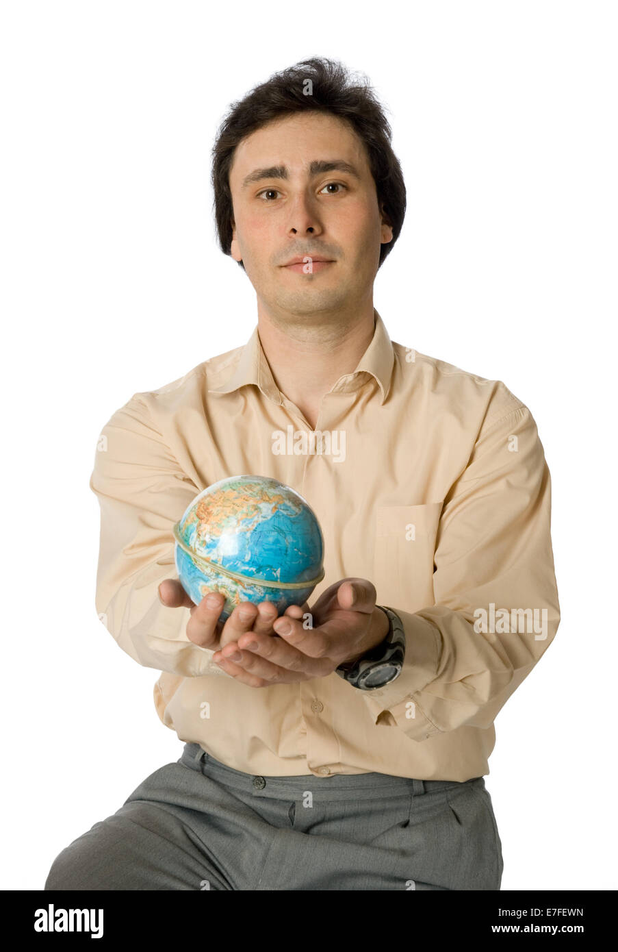 Man holding globe hi-res stock photography and images - Alamy