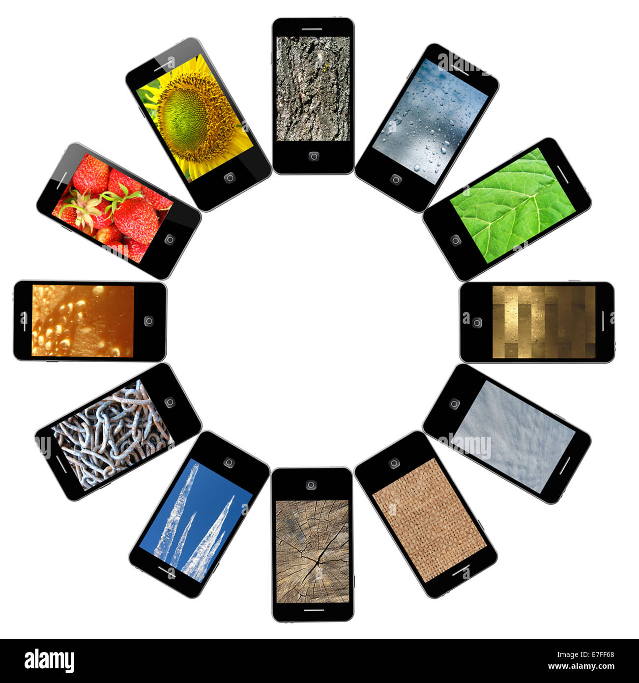 modern mobile phones with different colored images Stock Photo - Alamy