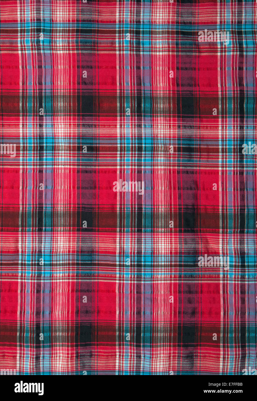 Close-up of a piece of red checked fabric Stock Photo - Alamy