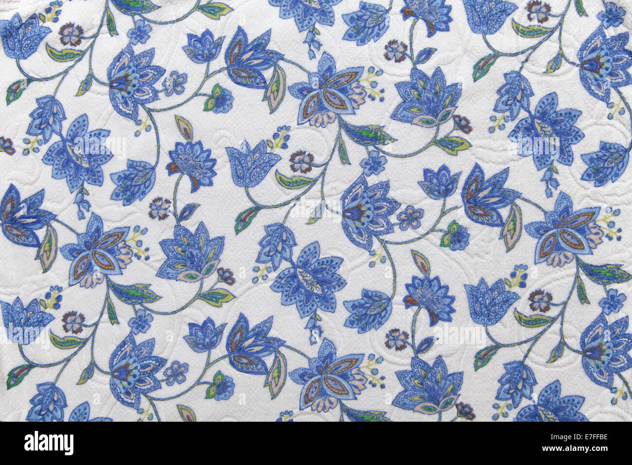 Close-up of fabric with blue flower pattern Stock Photo - Alamy