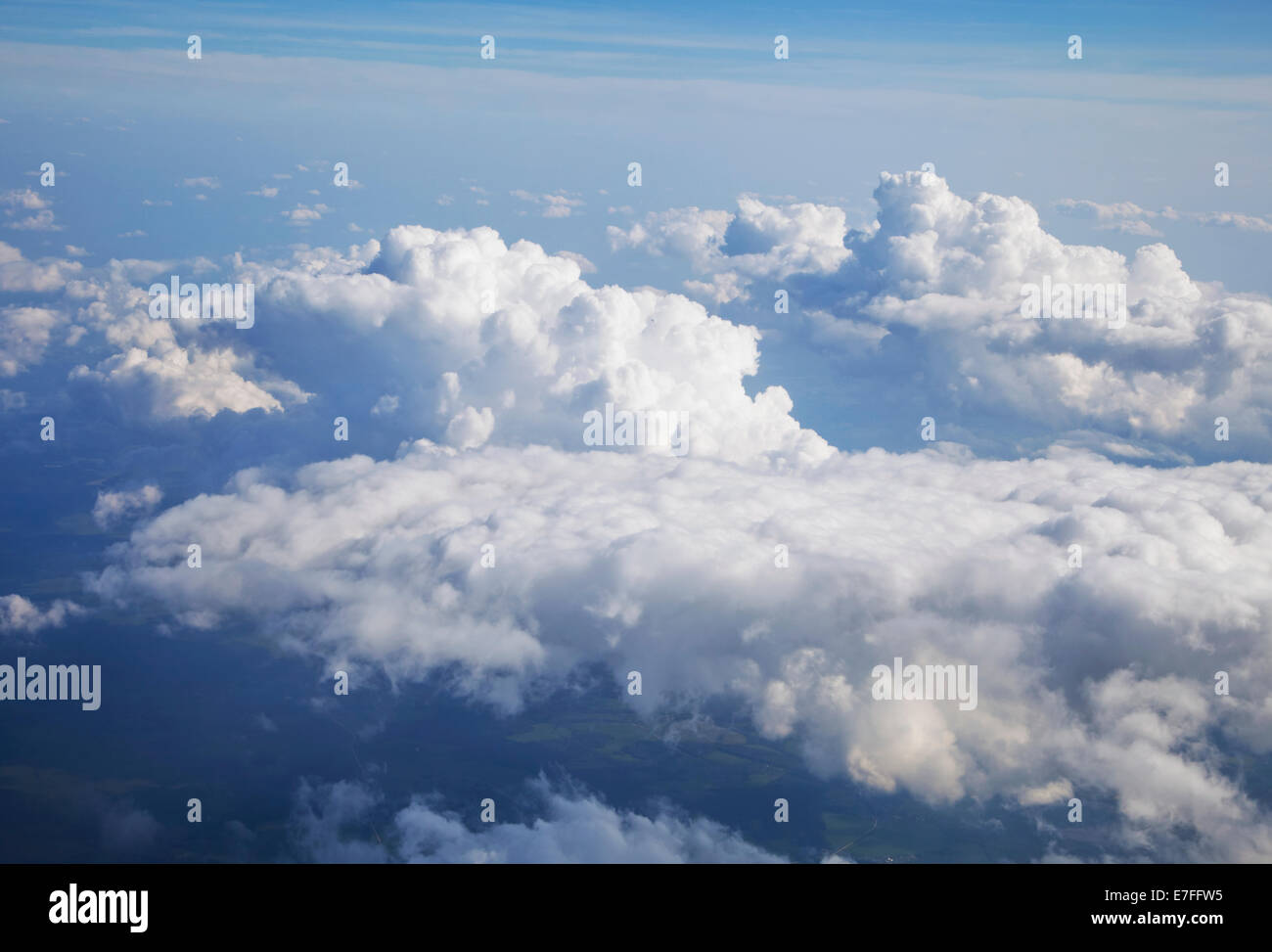 Blue and silver clouds background, view from airplane Stock Photo - Alamy