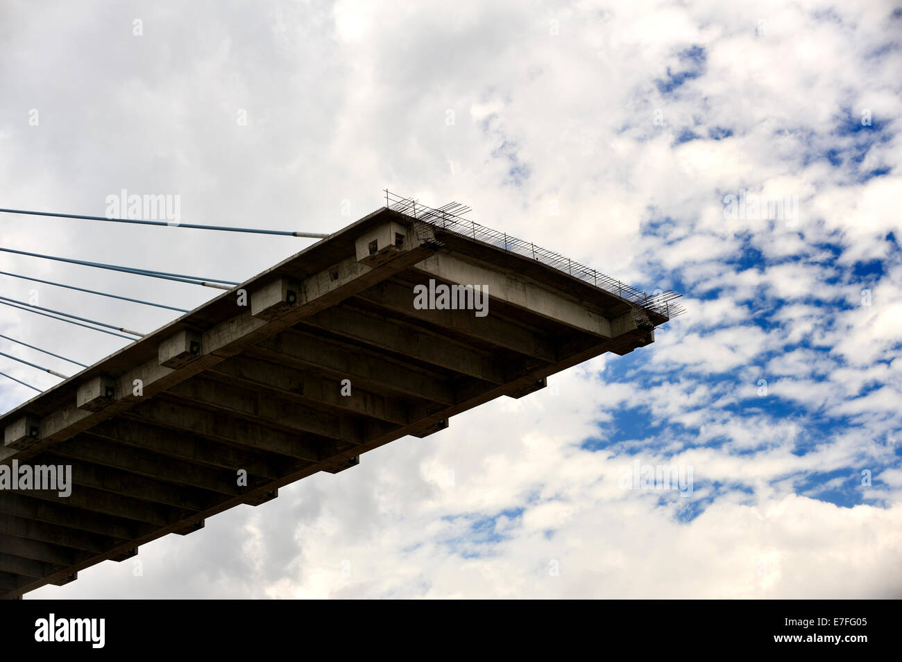 Under construction, a section of the Phu My bridge high above the ...