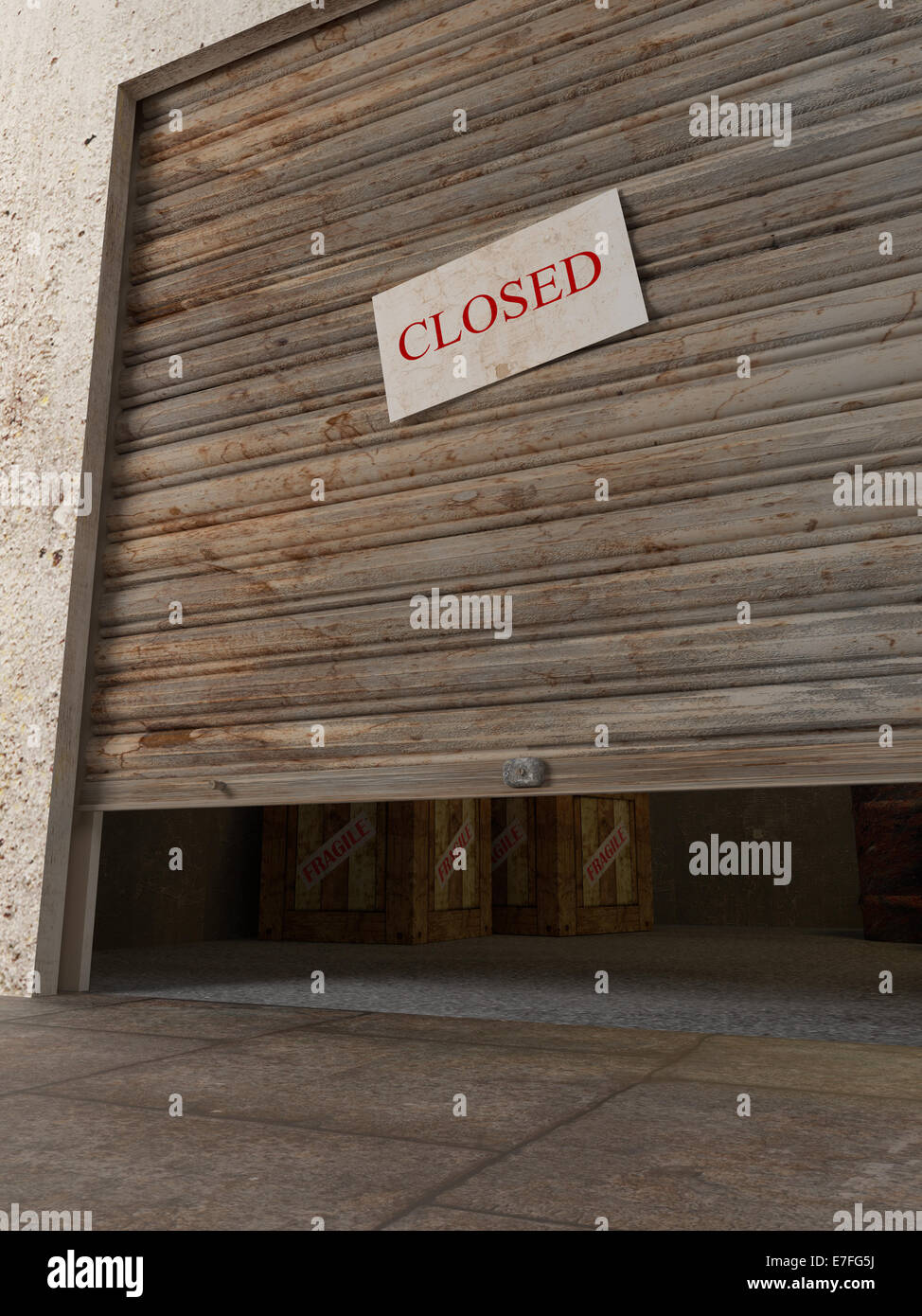 design in 3d of a door of an old closed warehouse Stock Photo - Alamy