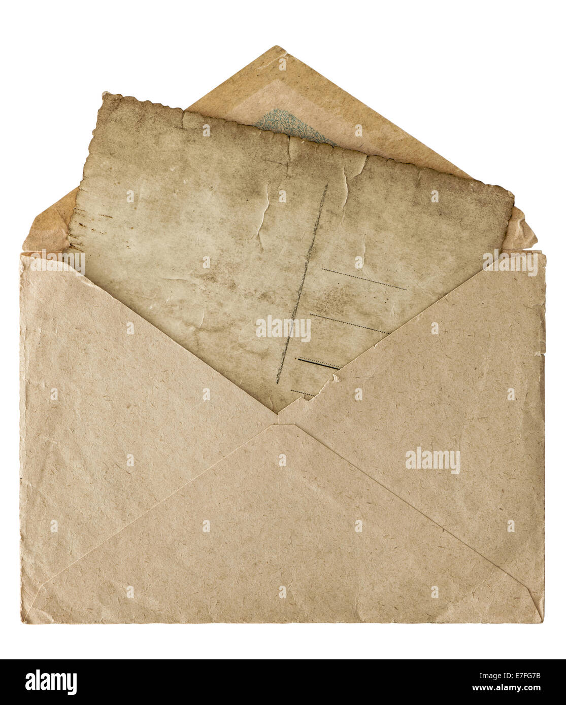 retro style post mail envelope with letter postcard isolated on white ...