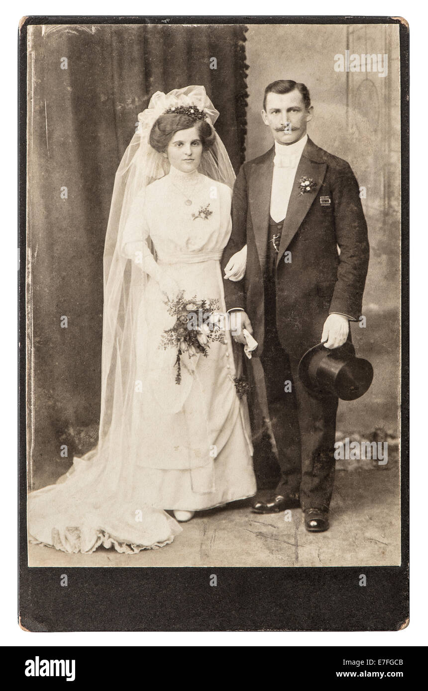 BERLIN, GERMANY - CIRCA 1916: antique wedding photo. portrait of just ...