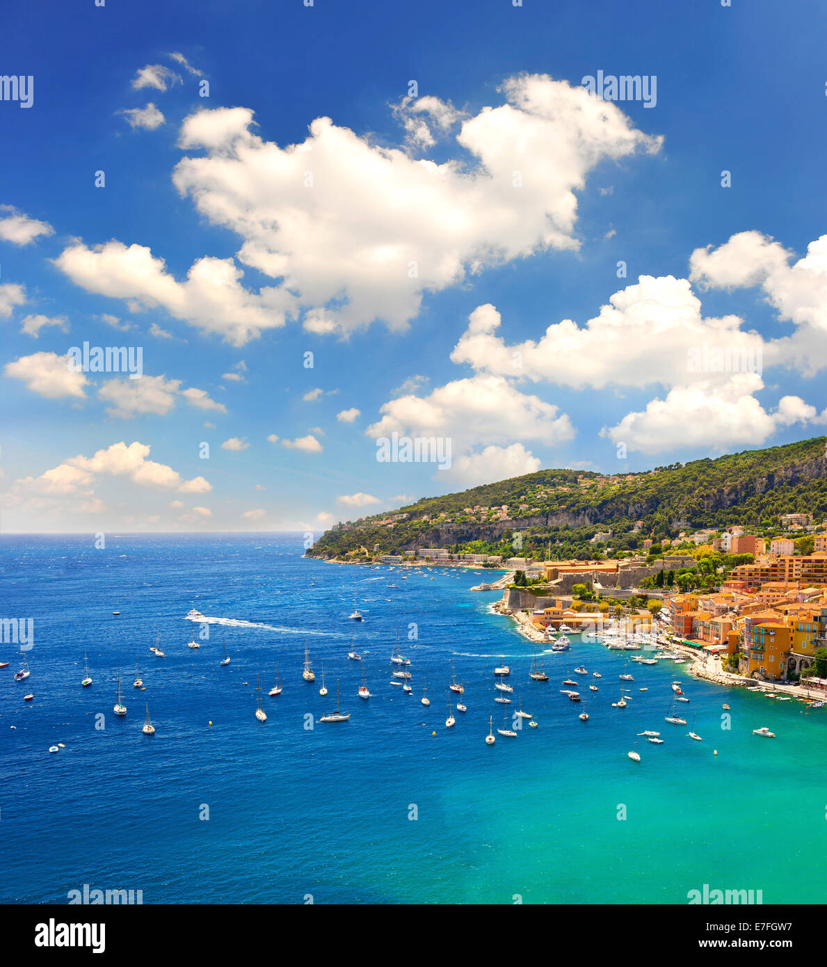 French riviera, Mediterranean Sea. view of luxury resort and bay of ...