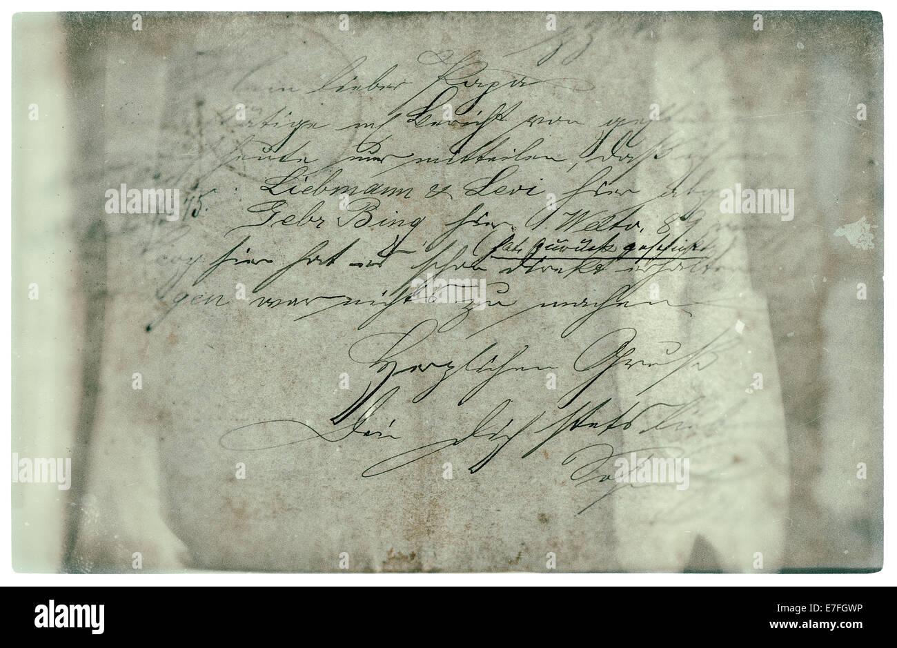 old letter with handwritten text from ca. 1889. grunge vintage paper ...