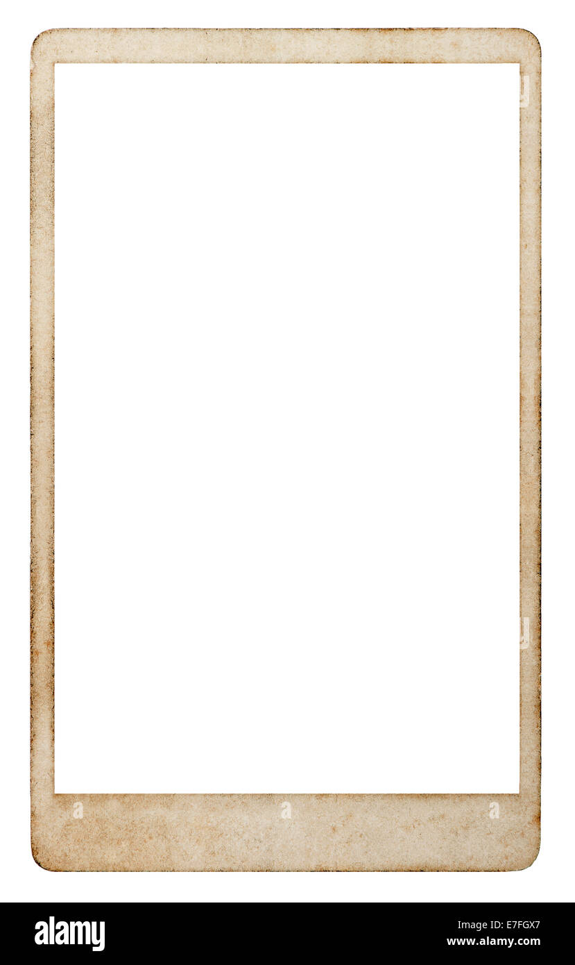 old aged paper photo frame card isolated on white background Stock ...