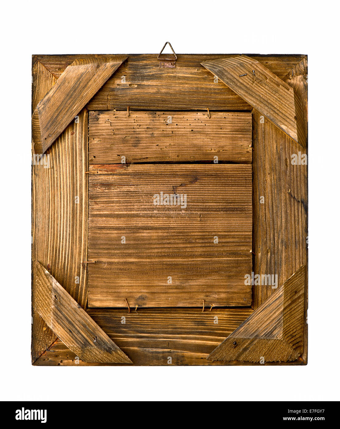 aged rustic wooden frame on white background Stock Photo - Alamy