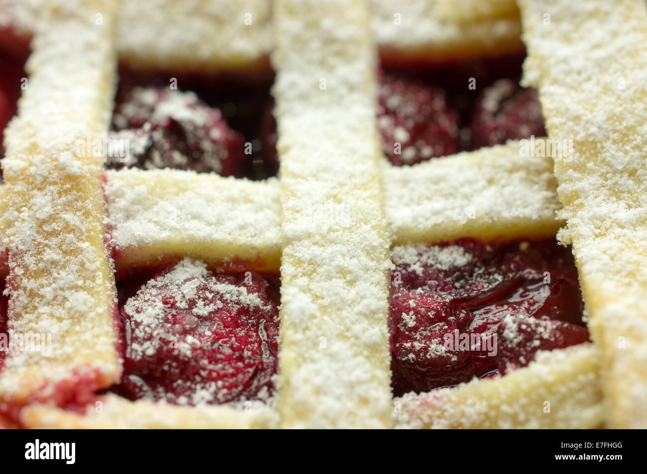 Cherry pie with lattice top close-up Stock Photo - Alamy