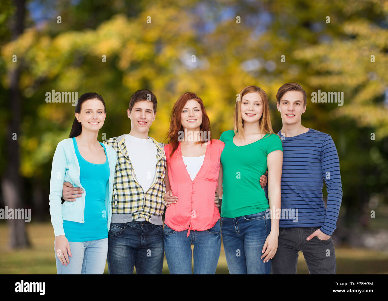 group of smiling students standing Stock Photo - Alamy
