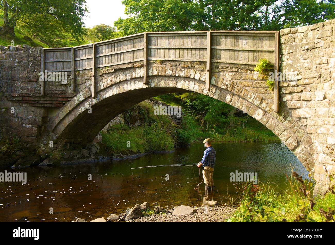 Angler under Abbey Bridge, on the River Lowther. Shap Abbey Eden ...