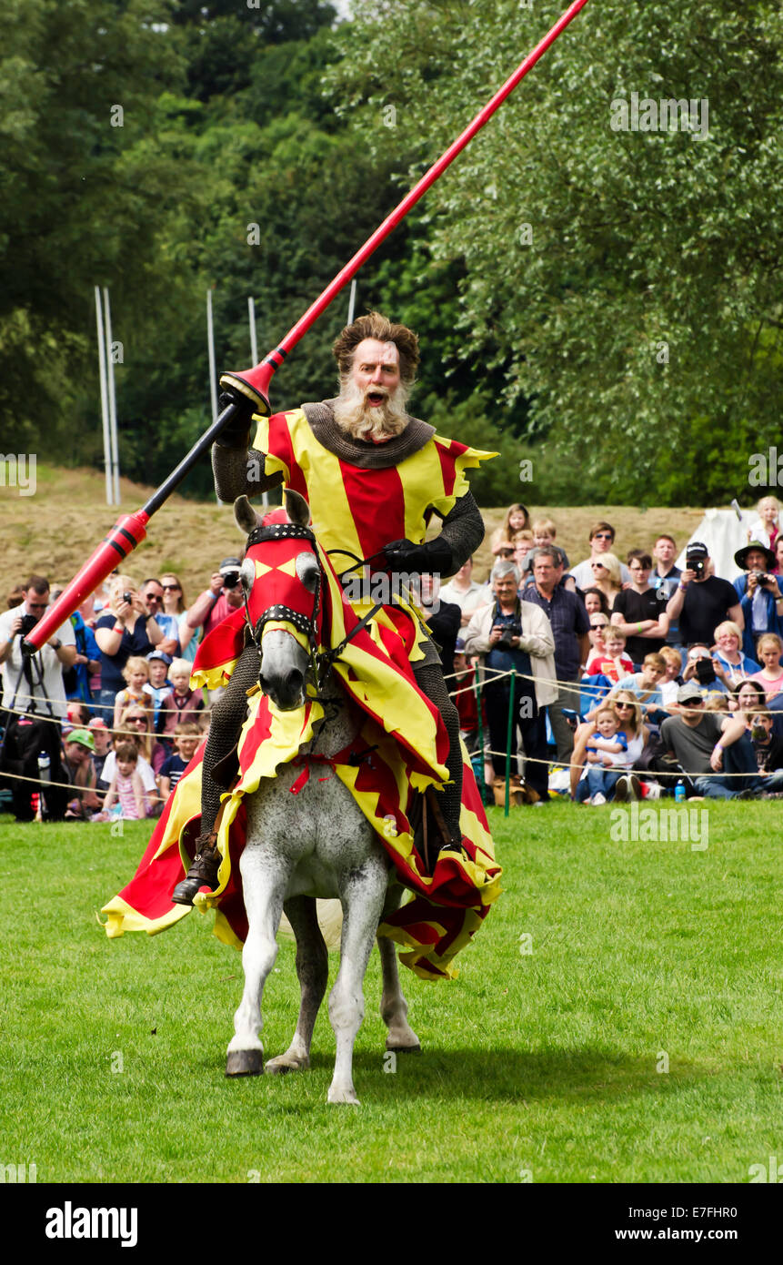 Knight taking part in a medieval jousting tournament at Linlithgow ...