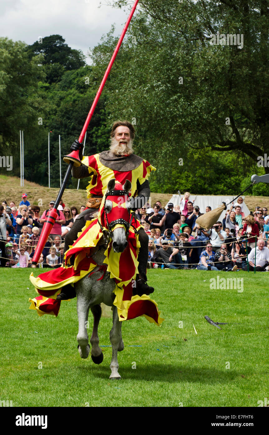 Knight taking part in a medieval jousting tournament at Linlithgow ...