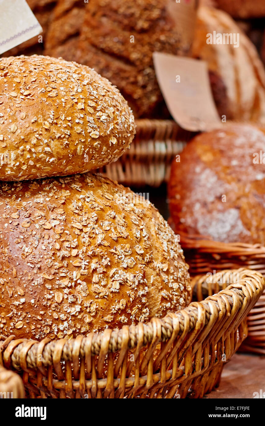 Bread in basket at the market Stock Photo - Alamy