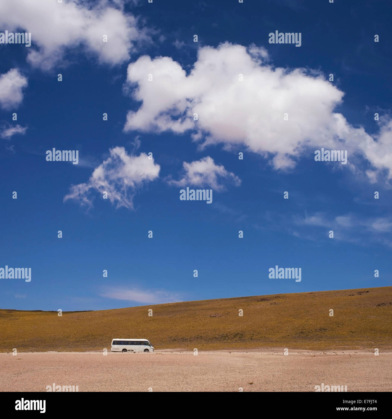A tourist bus on the high Altiplano, Atacama Desert, Chile Stock Photo ...