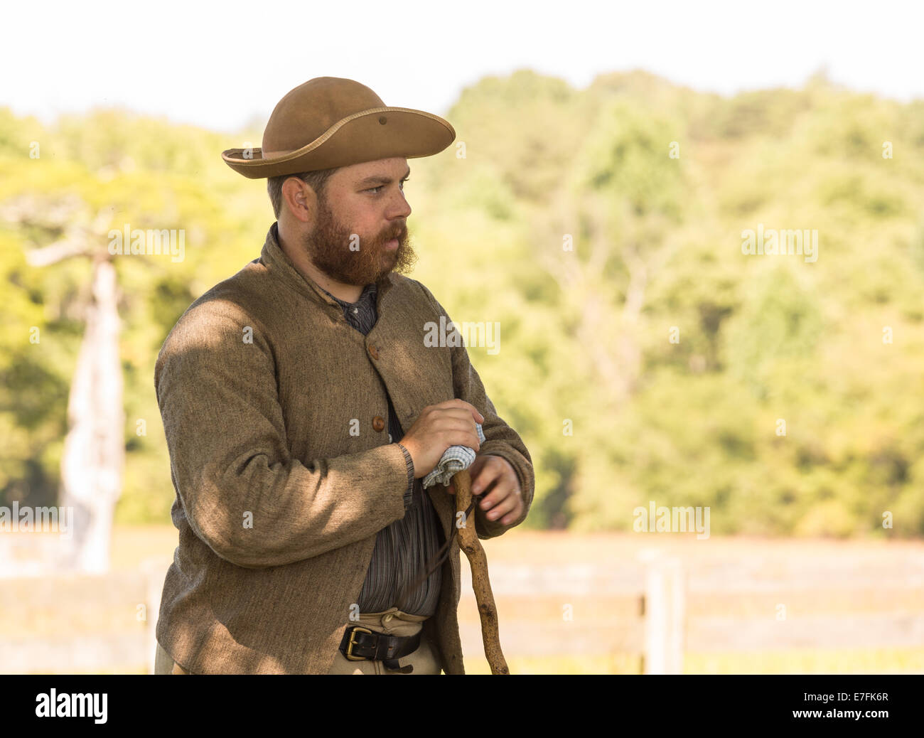 Reenactor playing part of confederate soldier at Appomattox Historical ...