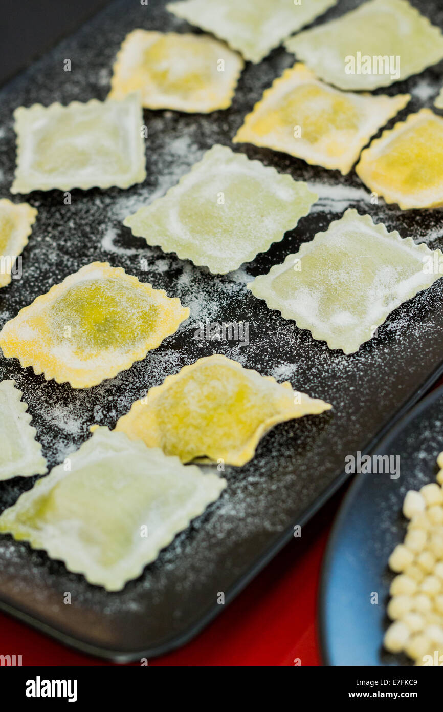 Uncooked ravioli basil in hi-res stock photography and images - Alamy