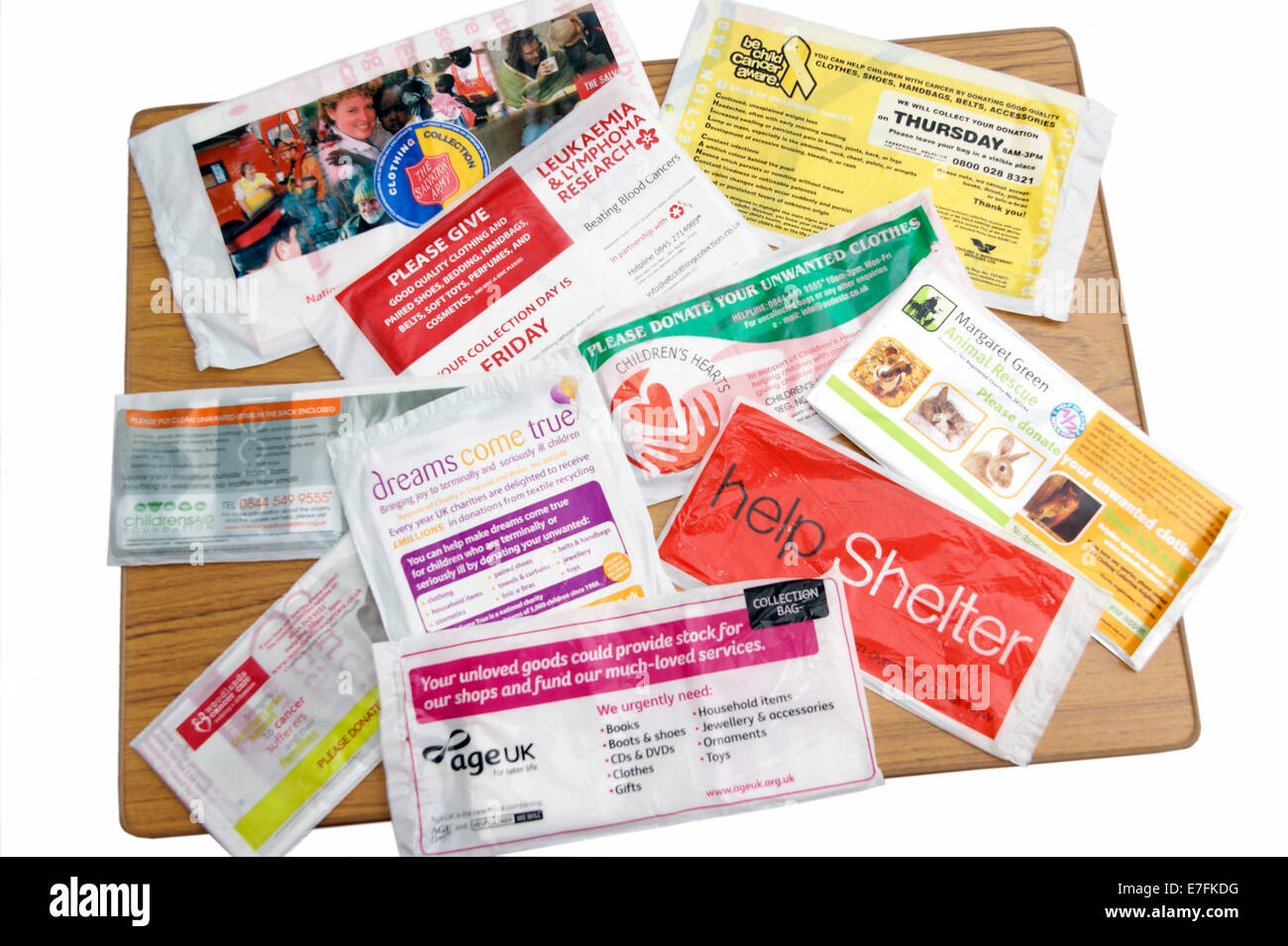 A mixture of charity collection bags Stock Photo - Alamy
