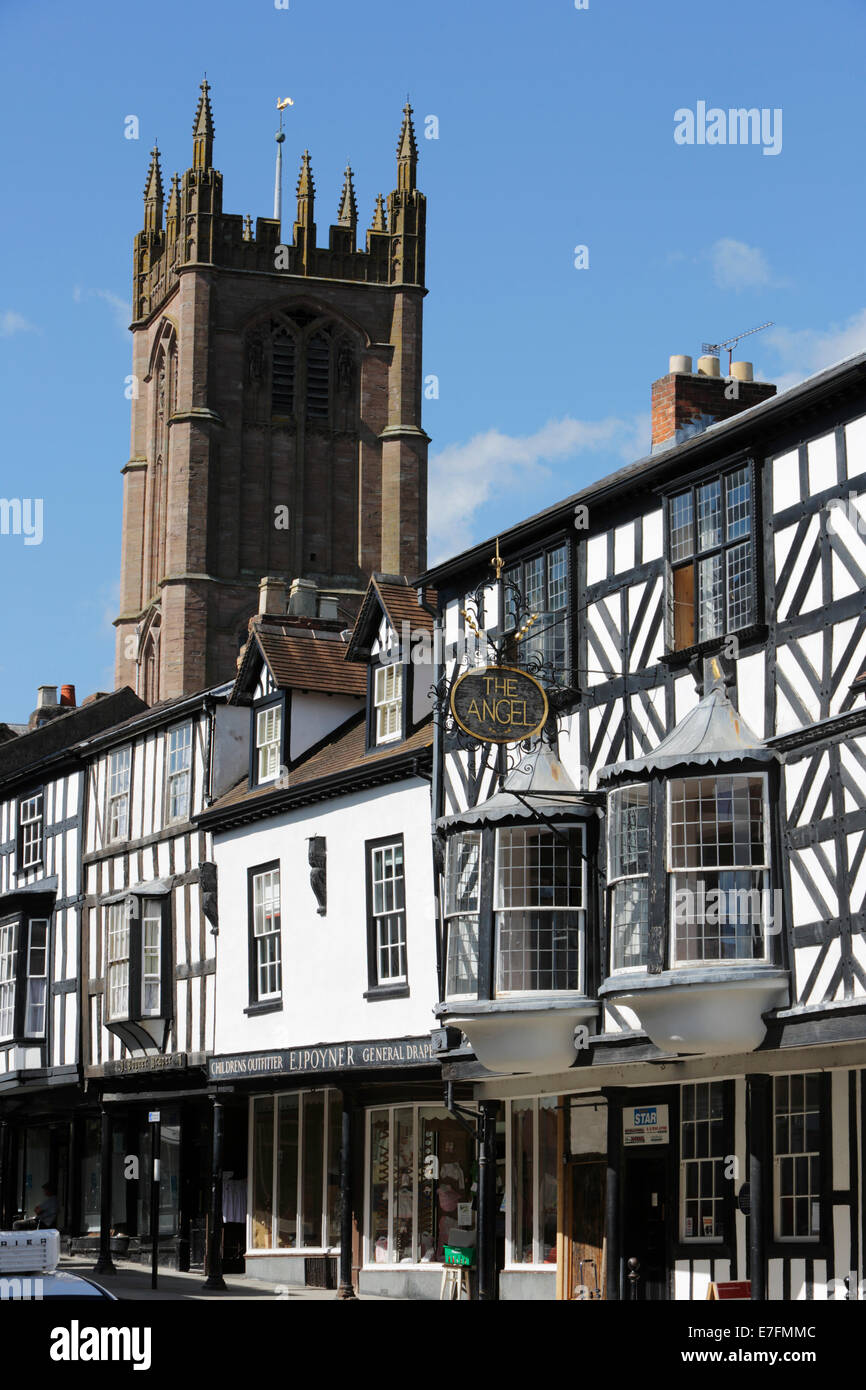 St Laurence Church and tudor buildings, Broad Street, Ludlow ...