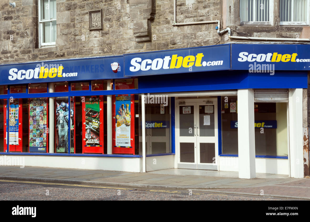 A betting shop operating on the high street in a Scottish village near ...