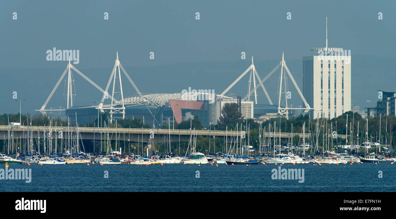 The Millennium Stadium and BT Tower viewed from Cardiff Bay, Cardiff ...