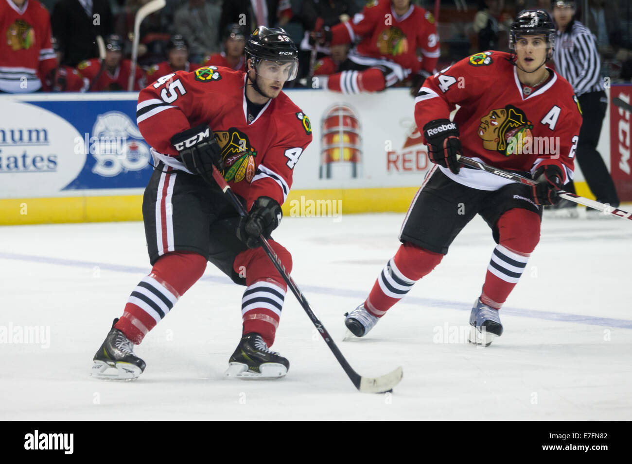 London, Ontario, Canada. September 14, 2014. Dillon Fournier (45) and ...