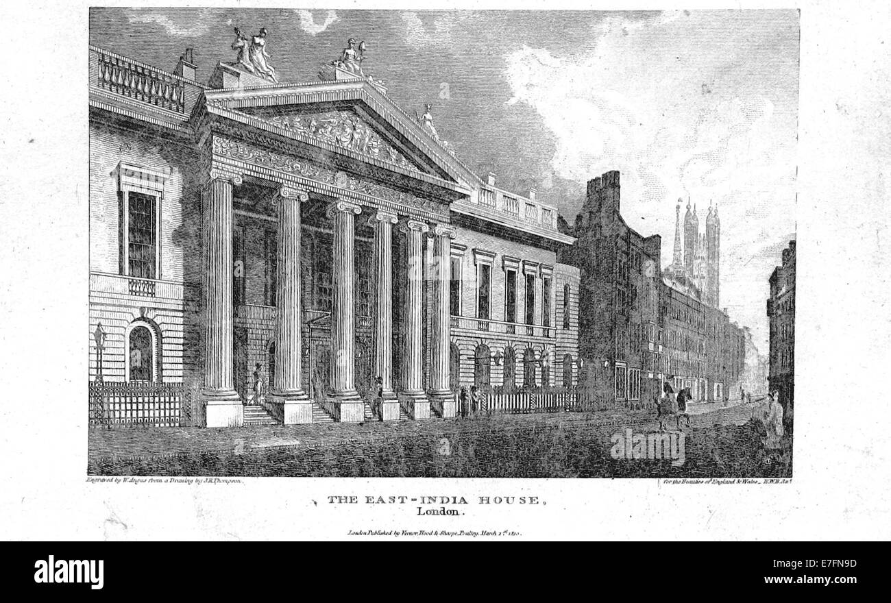 An illustration from Brayley (1820), depicting The East India House in ...