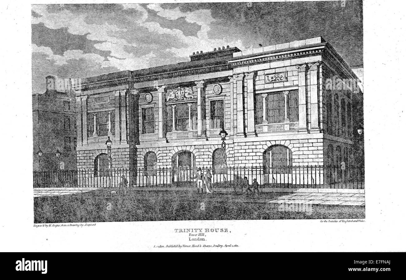 An illustration from Brayley’s 1820 work, showing Trinity House at ...