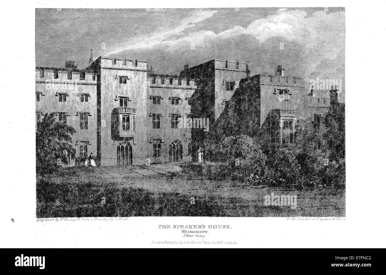An illustration from 'Brayley' (1820) depicting the Speaker's House in ...