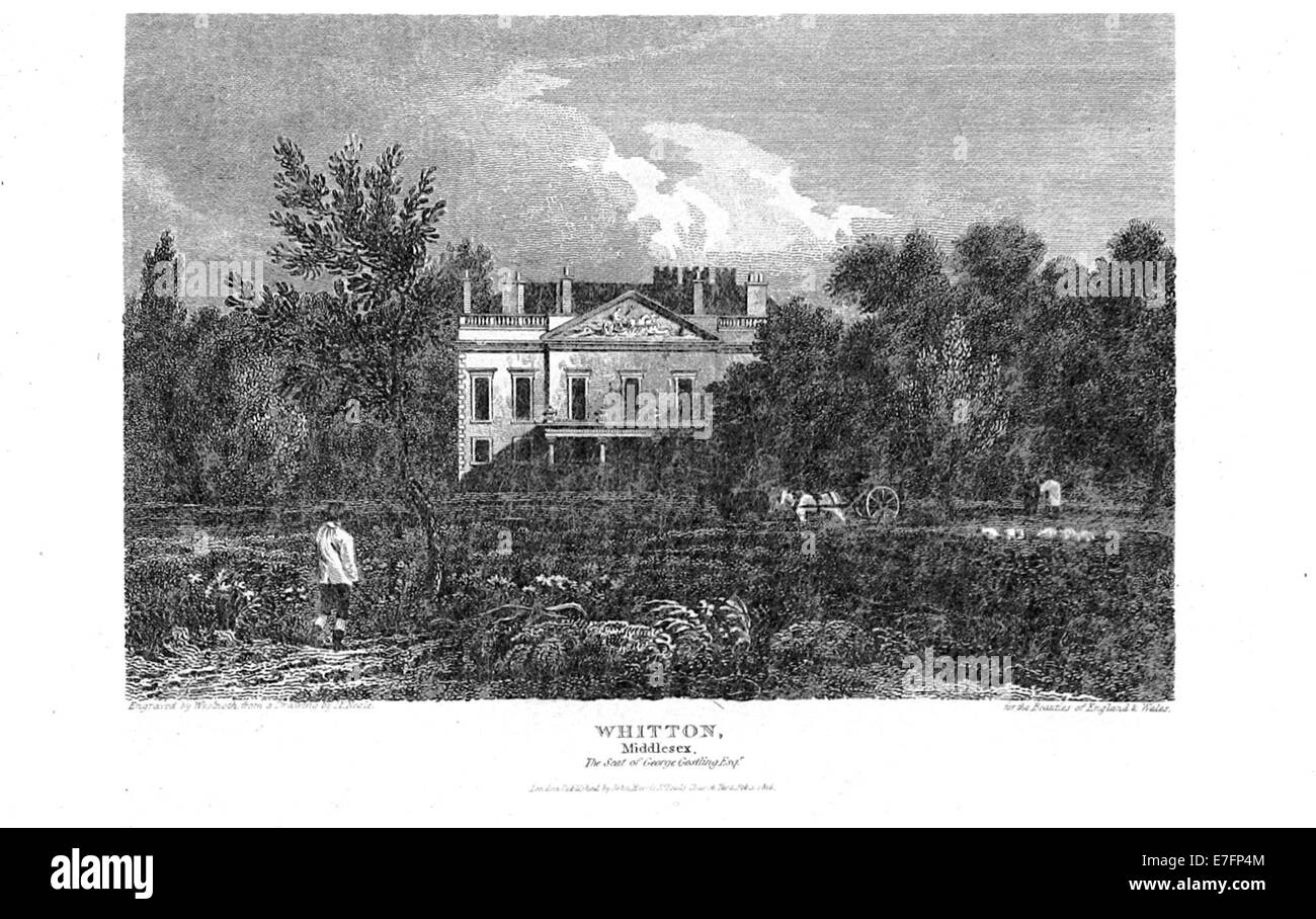 Map from 'Brayley' (1820) depicting the area of Whitton in Middlesex ...
