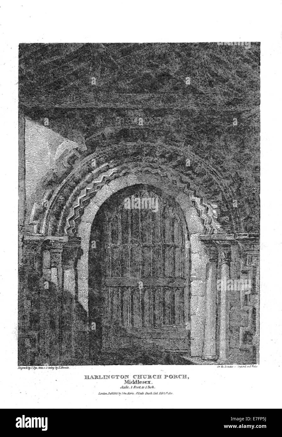 Brayley(1820) p5.081 - Harlington Church Porch, Middlesex Stock Photo ...