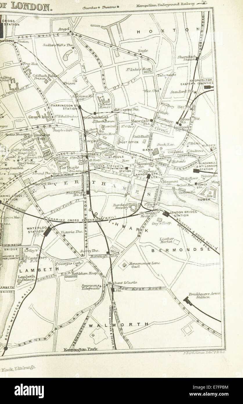 Sketch plan of London from EW (1884), published by A C Black, showing ...