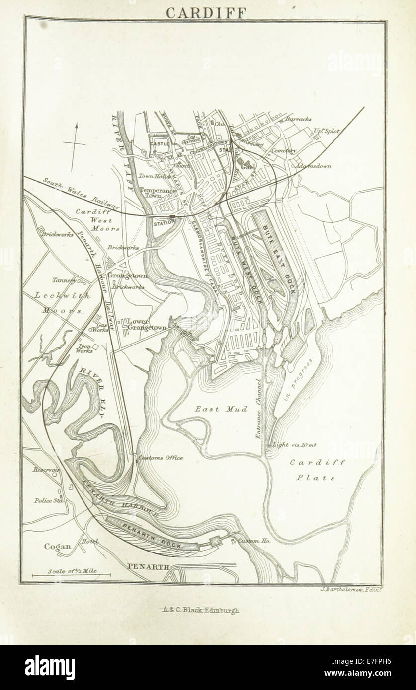 Illustration from 'EW' (1884) depicting the city of Cardiff, showcasing ...