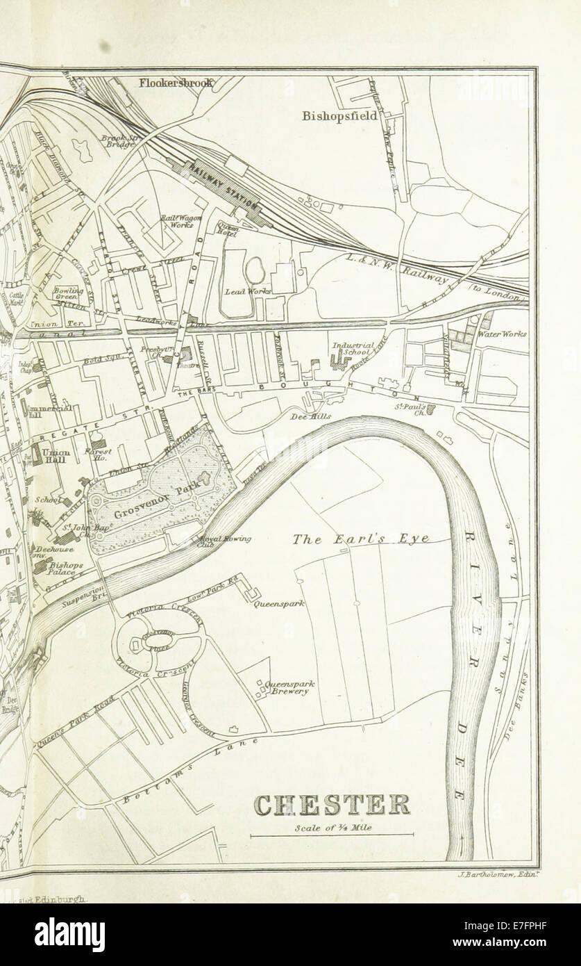 An 1884 illustration of Chester from 'EW', showing a view of the city ...